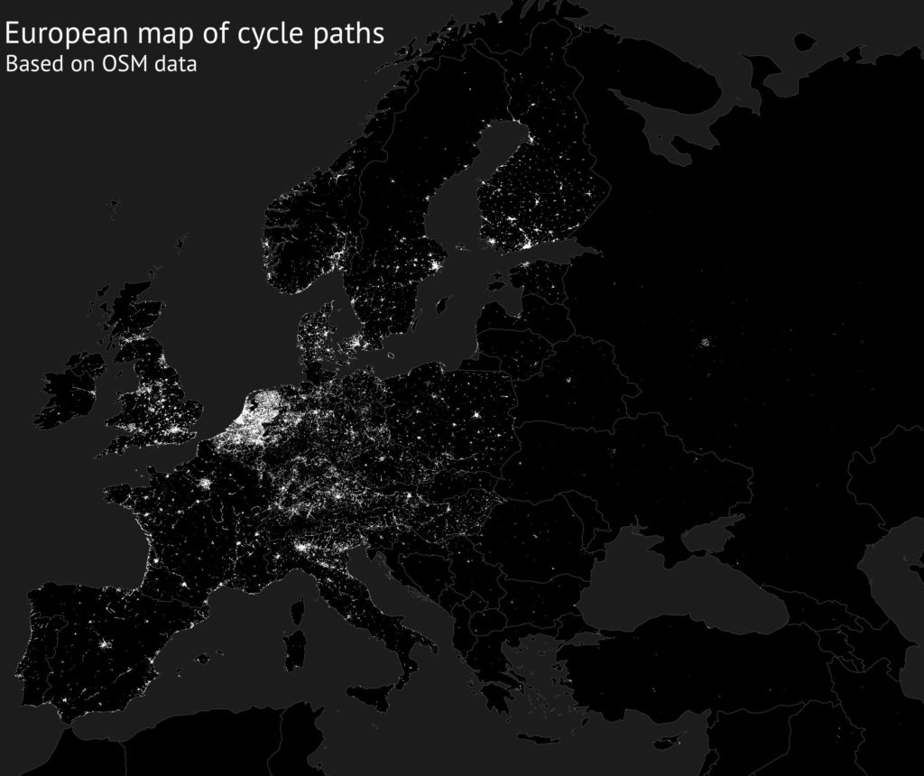 Map : Cycle paths in Europe – Netherlands is somewhat dominating ...