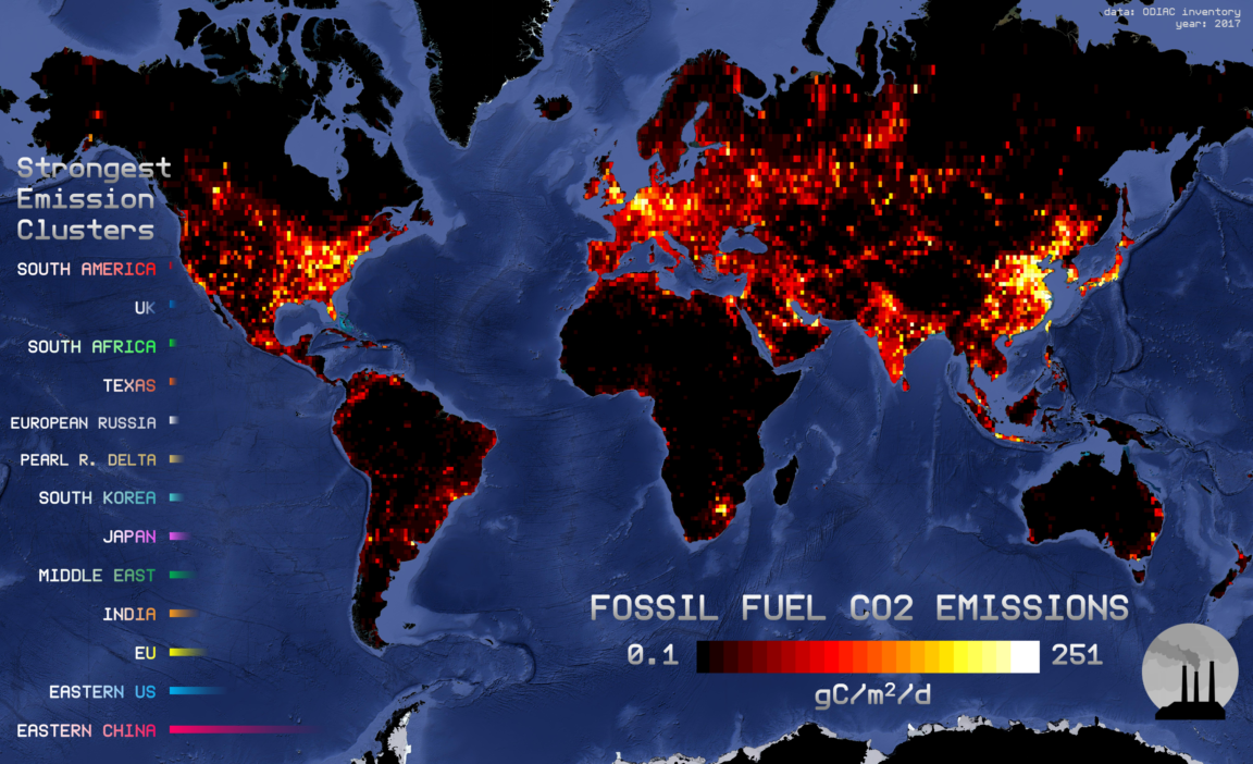 Map : Fossil Fuel CO2 emissions in 2017 [OC] – Infographic.tv – Number ...