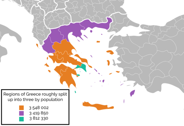 Map : Greece equally split up by population – Infographic.tv – Number ...