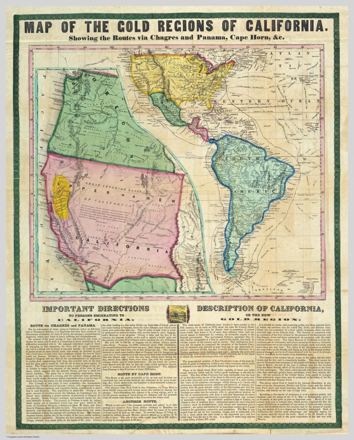 Map : Map of the Gold Regions of California and the routes to get there ...