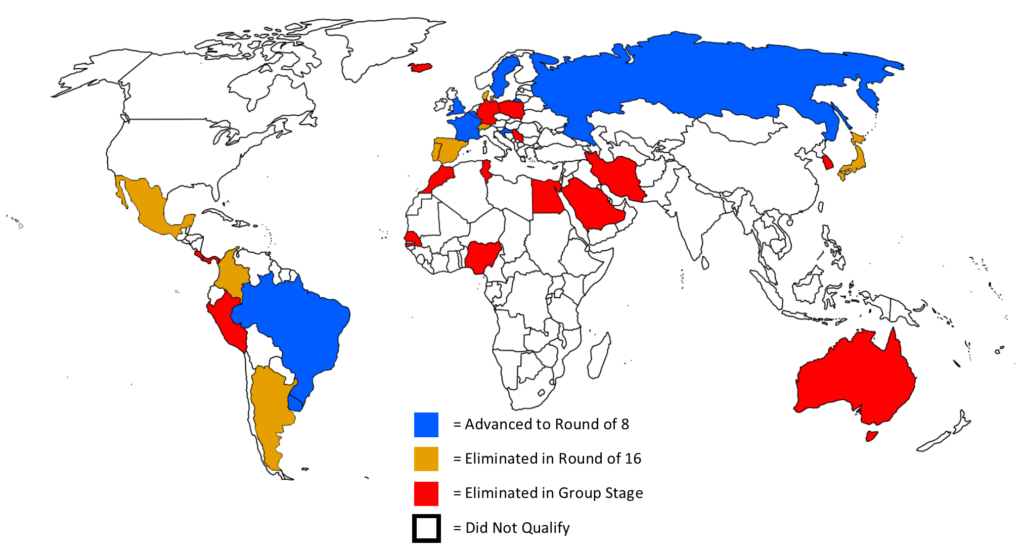Map : Map of the World Cup (Post Round of 16) – Infographic.tv – Number ...