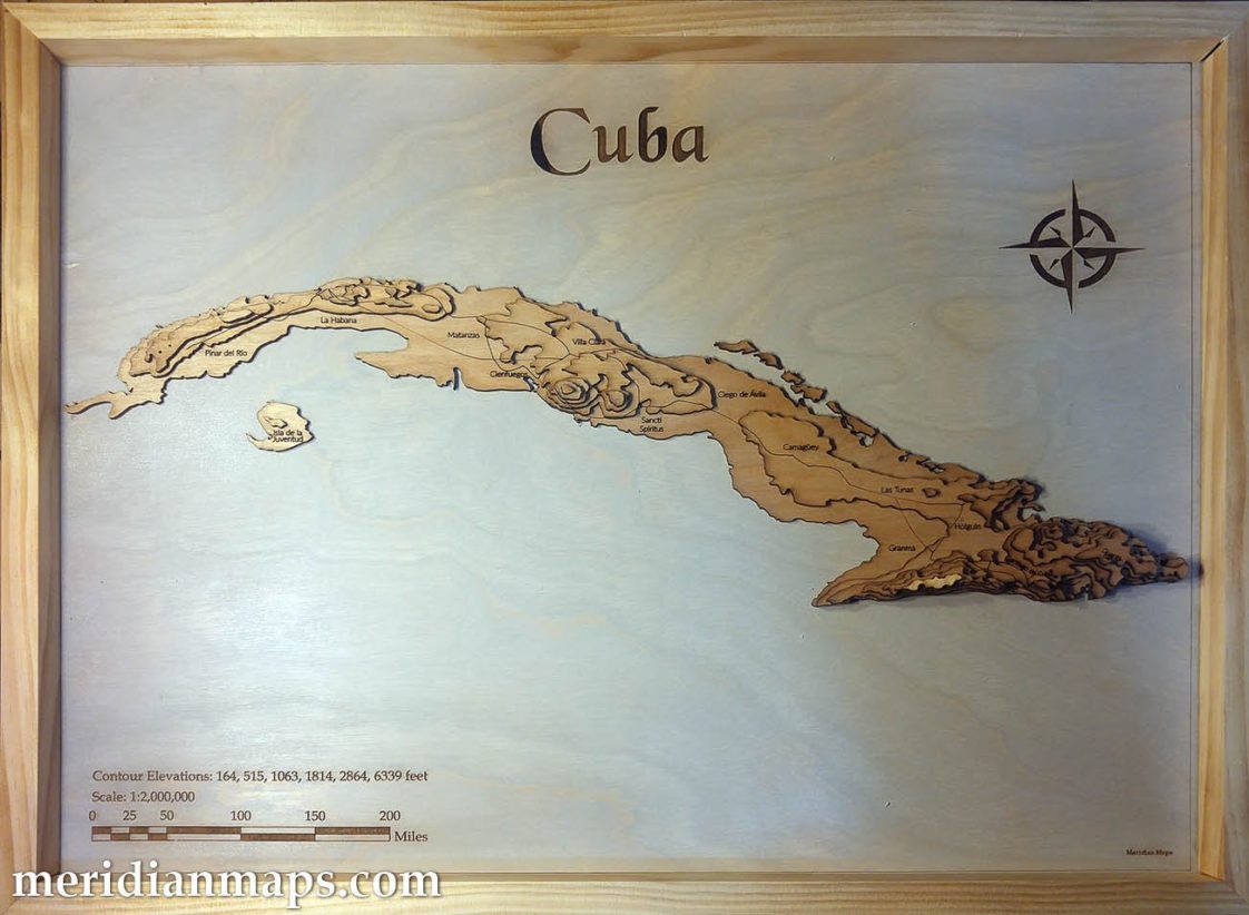 Map : Our latest creation: Cuba, a 3D topographic wood map ...