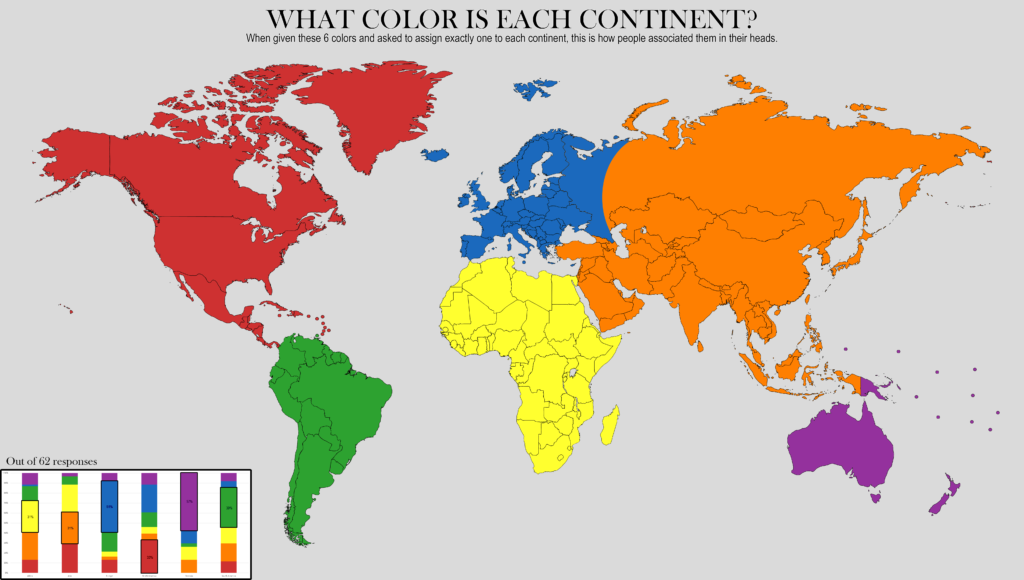 Map : Poll Results: What color is each continent? – Infographic.tv ...