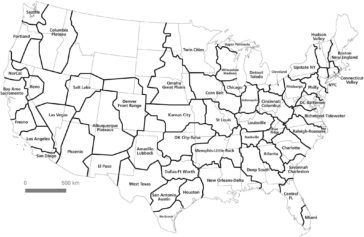 Map : Redrawn map of the United States based on commuter data instead ...