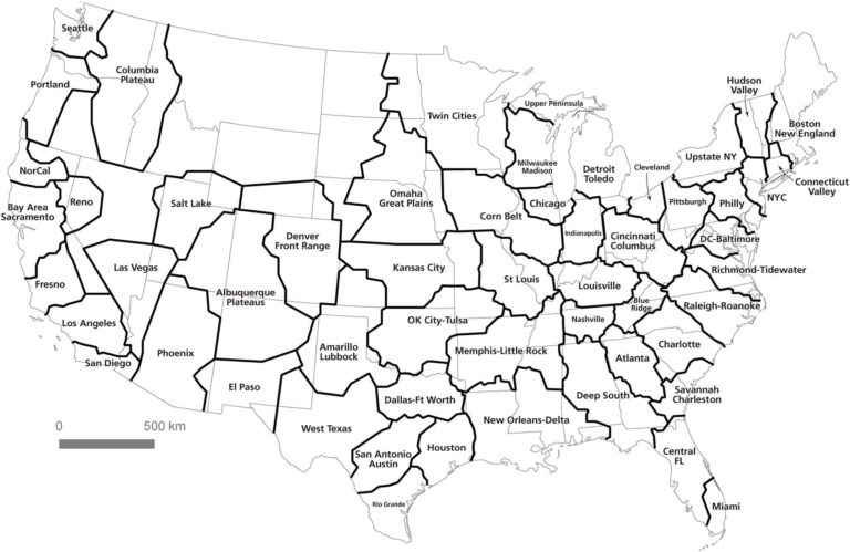 Map : Redrawn map of the United States based on commuter data instead ...