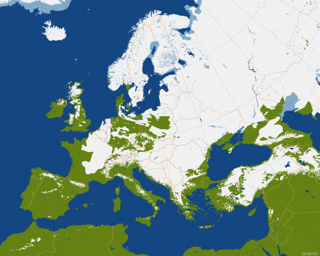 Map : Snow and ice cover in Europe [23.1.2019] – Infographic.tv ...