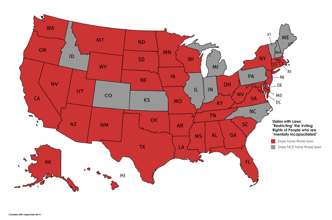 Map : States that restrict voting rights of people who are “mentally ...