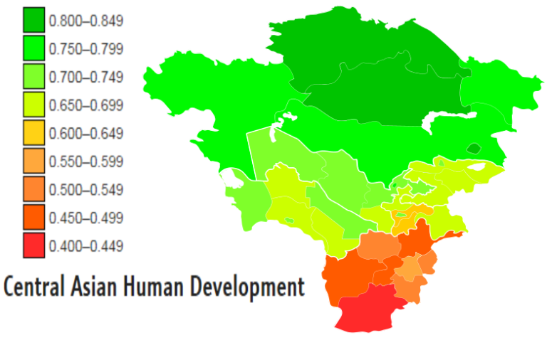 Map : Subnational Human Development Index, Central Asia – Infographic ...