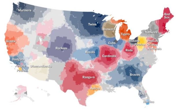 Map : Support for Baseball Teams Around the US: – Infographic.tv ...