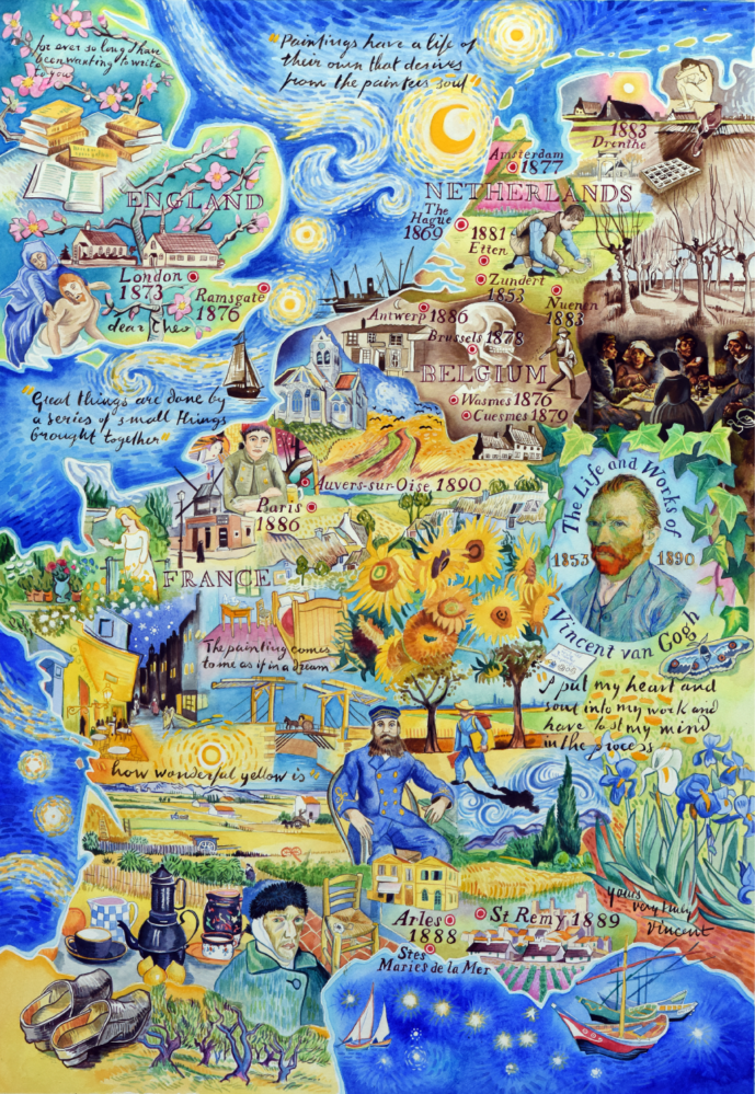Map : The Life and Works of Vincent Van Gogh by Jane Tomlinson ...