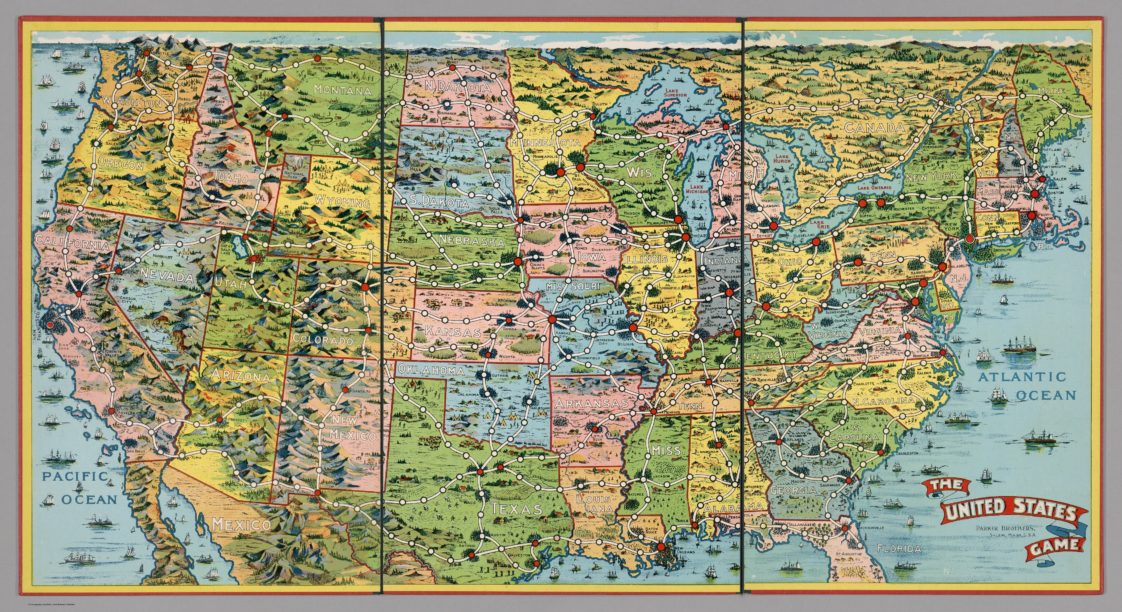 Map : The United States Game by Parker Bros. (1935) – Infographic.tv ...
