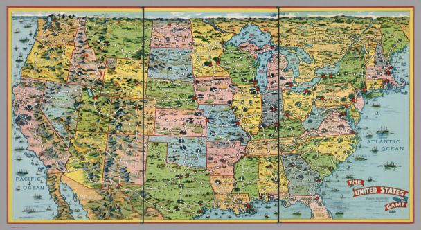 Map : The United States Game by Parker Bros. (1935) - Infographic.tv ...