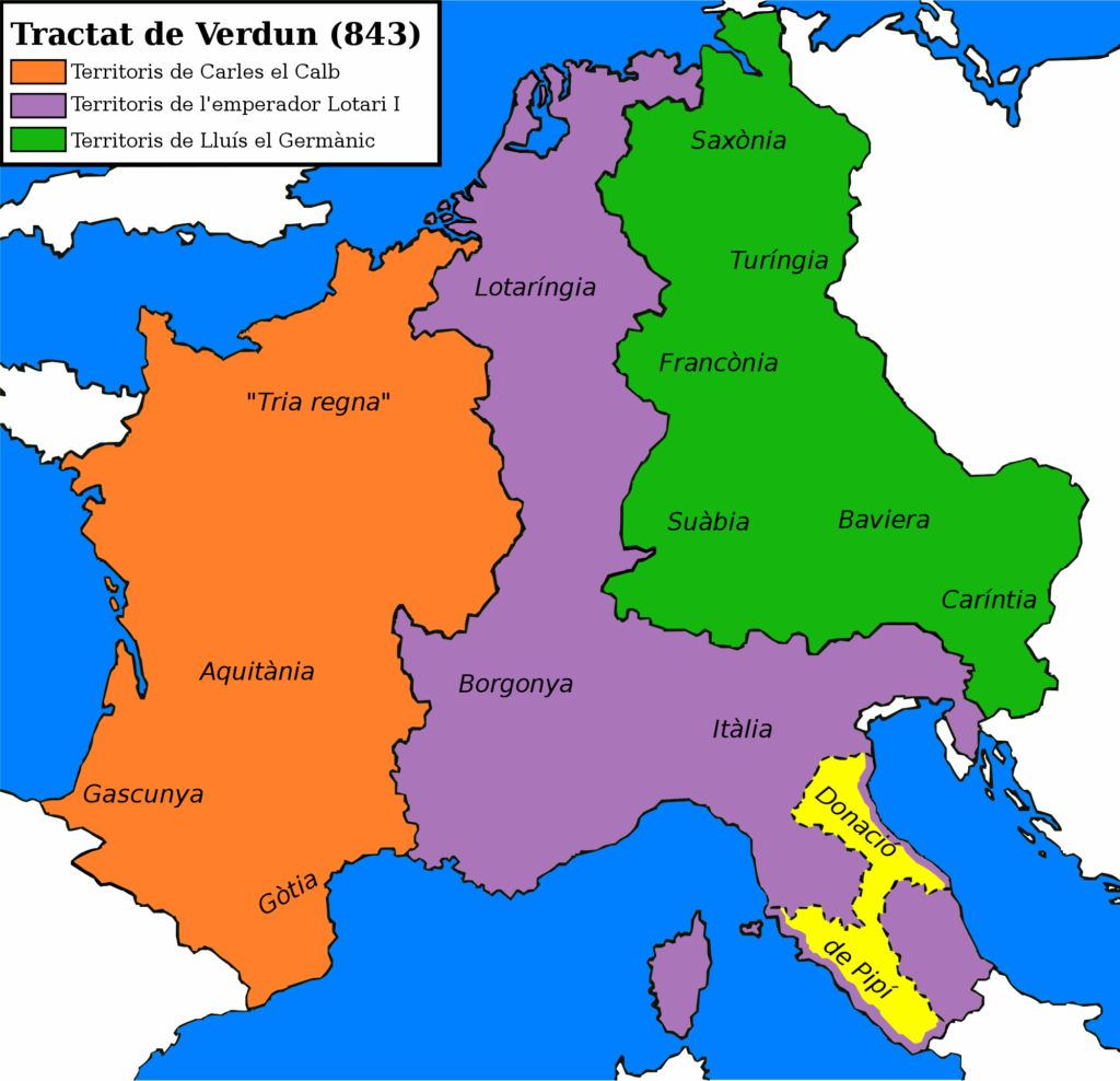 Map : Treaty of Verdun (843), a better map, from Catalan wikipedia - Infographic.tv - Number one ...