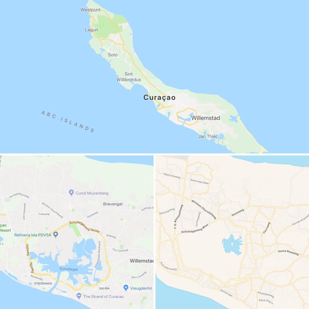 Map : Tried to find my way into Willemstad, capital of Curacao. Decided ...