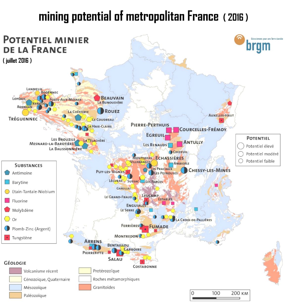 Map : mining potential of metropolitan France ( BRGM – 2016 ...