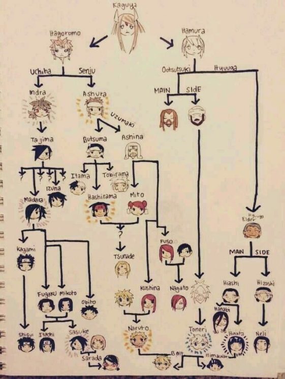 Visual : Family tree of the Otsutsuki, Uchiha, Senju, Uzumaki, and ...