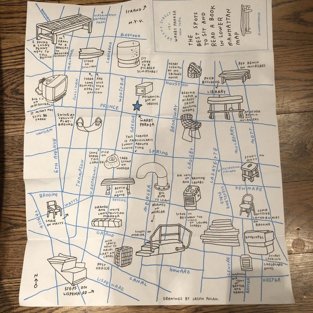 Visual : Map of best places to read a book in lower Manhattan ...