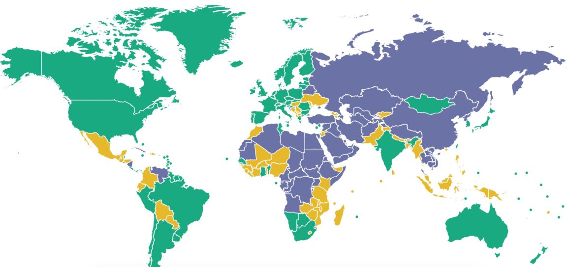 data visualization : A visualization of free, partly free, and not free ...