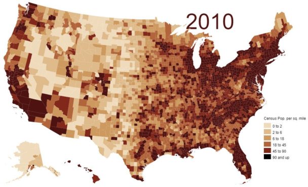 data visualization : Animated map of population density in the U.S ...