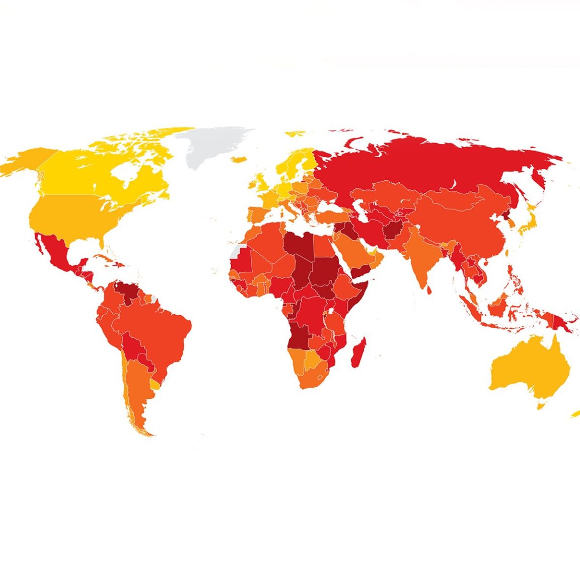 data visualization : Global corruption perceptions index 2018 ...