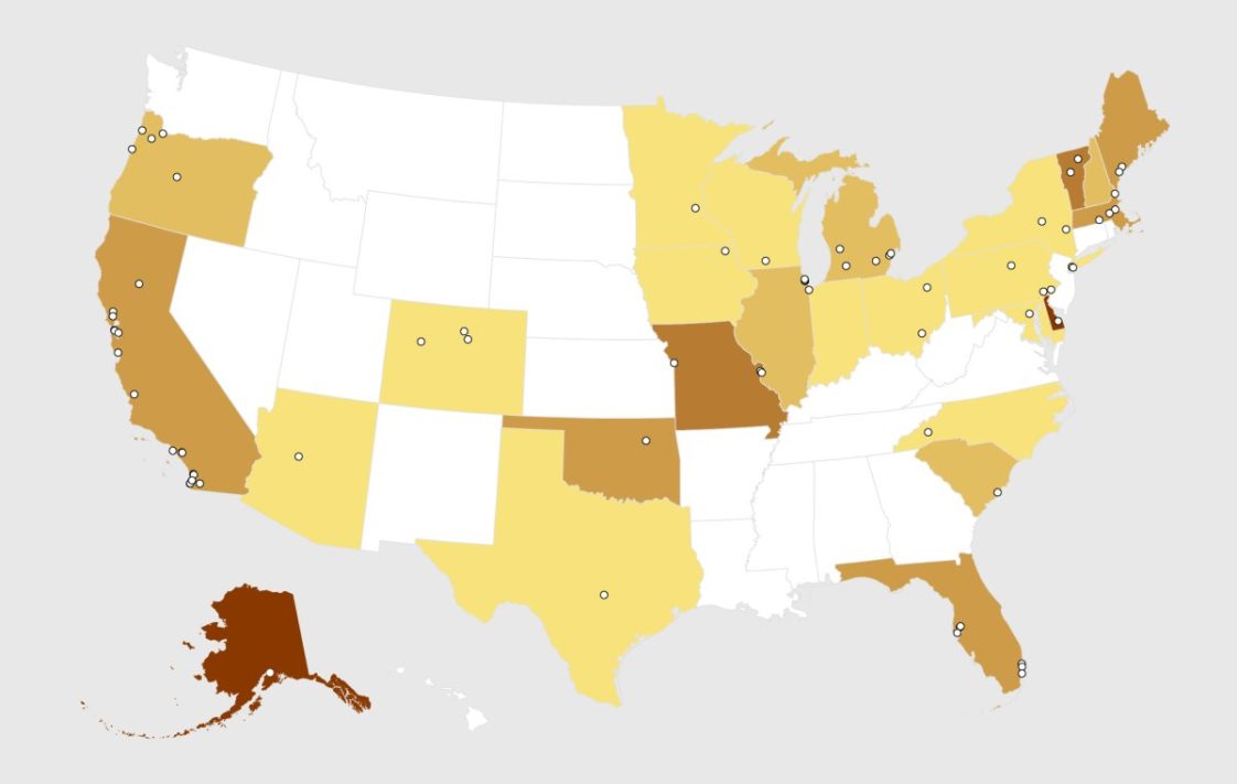 data visualization : Map of Best Breweries in America, 2018 ...