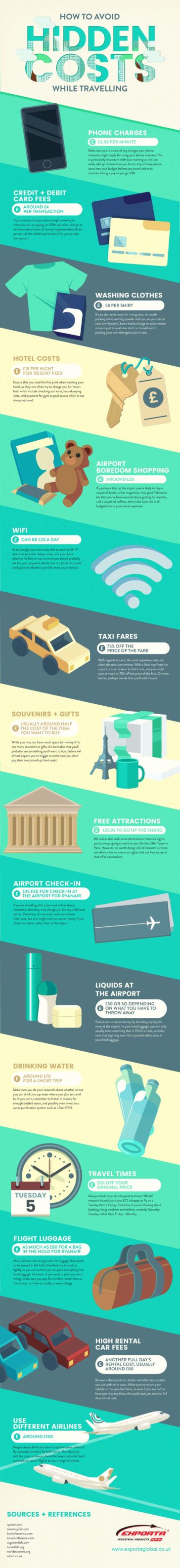 Data Chart : How to Avoid Hidden Costs While Traveling [Infographic ...