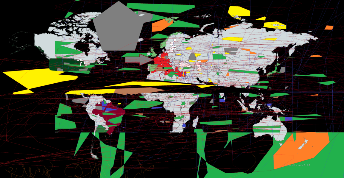 Map : Abstract map of the world made during the German occupation. So ...
