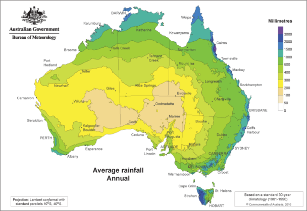 Map : Australian average annual rainfall – Infographic.tv – Number one ...