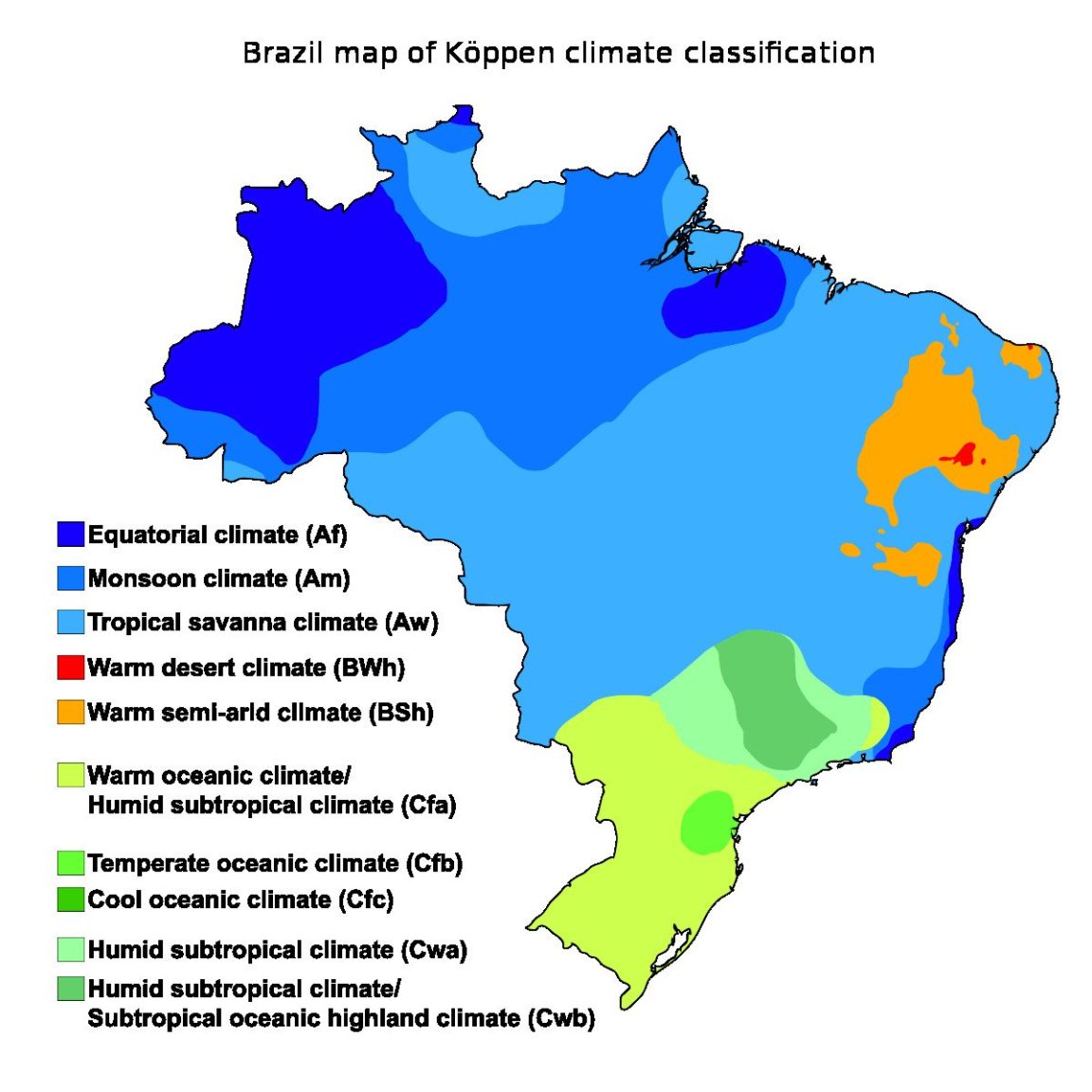 Map : Brazil map of Köppen climate classification – Infographic.tv ...