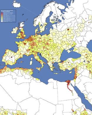 Map : Europe population density absolute amount – Infographic.tv ...