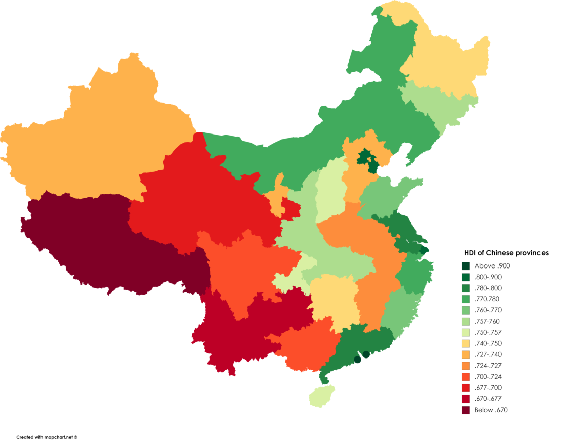 Map : HDI of Chinese Provinces – Infographic.tv – Number one ...