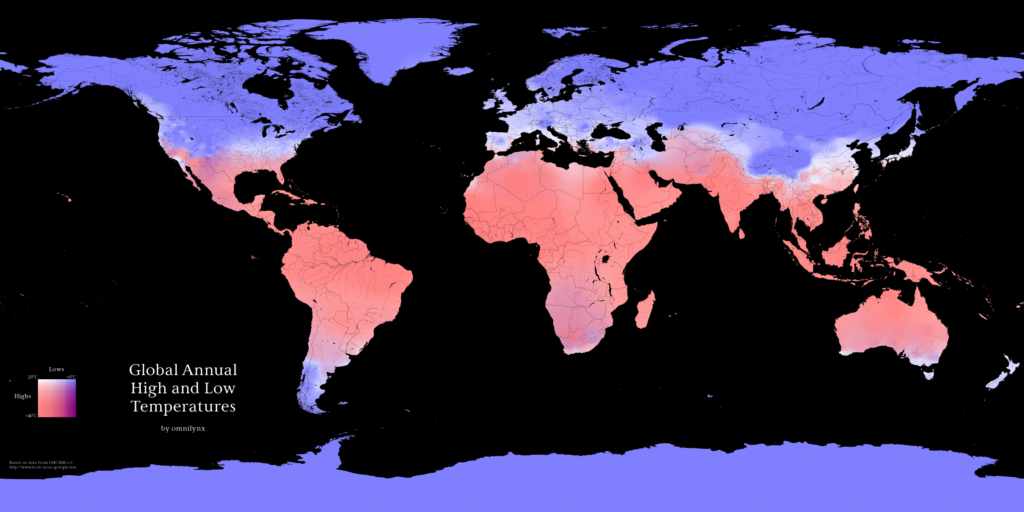 Map : I made a map of global annual temperature extremes. – Infographic ...