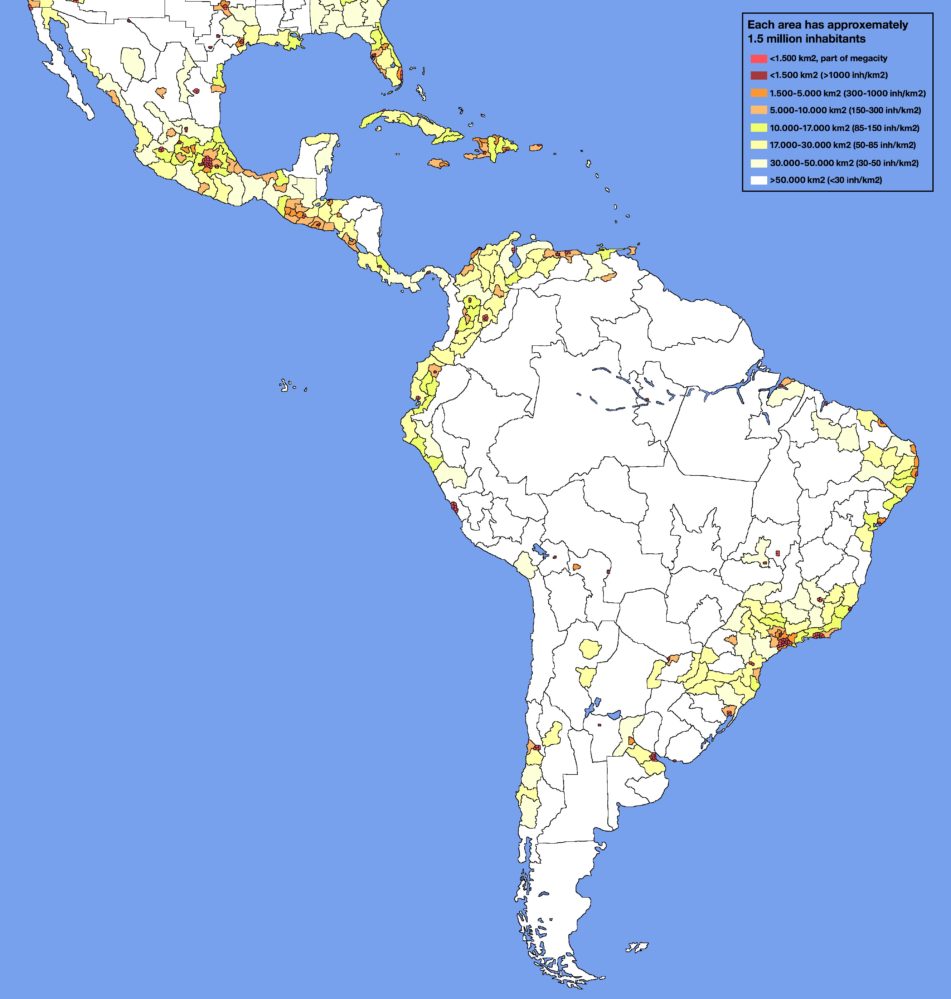 Map : Latin america, population density, absolute amount – Infographic ...