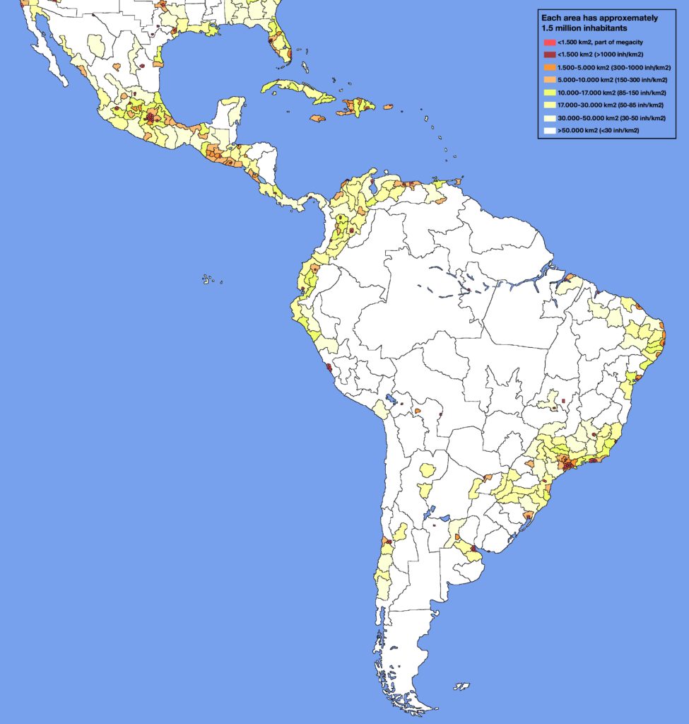 Map : Latin america, population density, absolute amount – Infographic ...