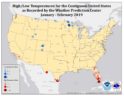 Map : Location and Frequency of National Daily High/Low Temperatures ...
