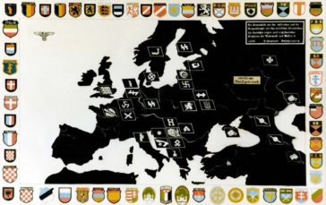 Map : Map showing the shields and collar insignia of Waffen-SS ...