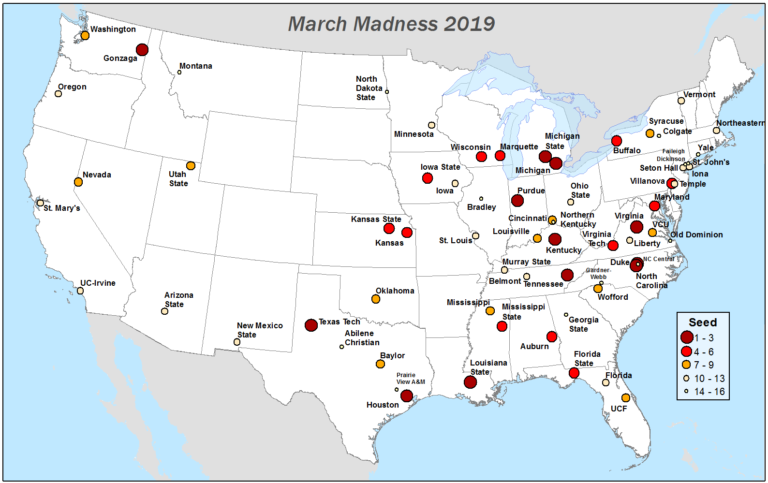 Map : March Madness 2019 [OC] – Infographic.tv – Number one ...