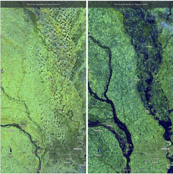 Map : Nebraska flooding from satellite images (courtesy Copernicus EU ...