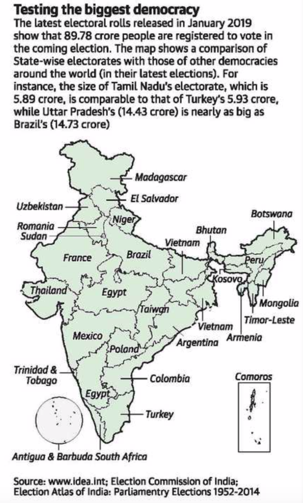 Map : Number of people voting in 2019 General elections in India per ...