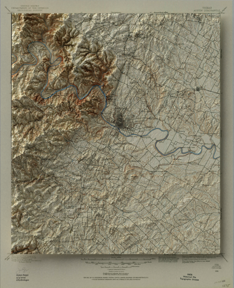 Map : [OC] Austin 3D shaded relief topo map - Infographic.tv - Number ...