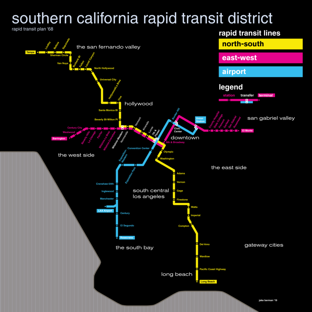 Map : Proposed LA Subway, 1968 [oc] – Infographic.tv – Number one ...