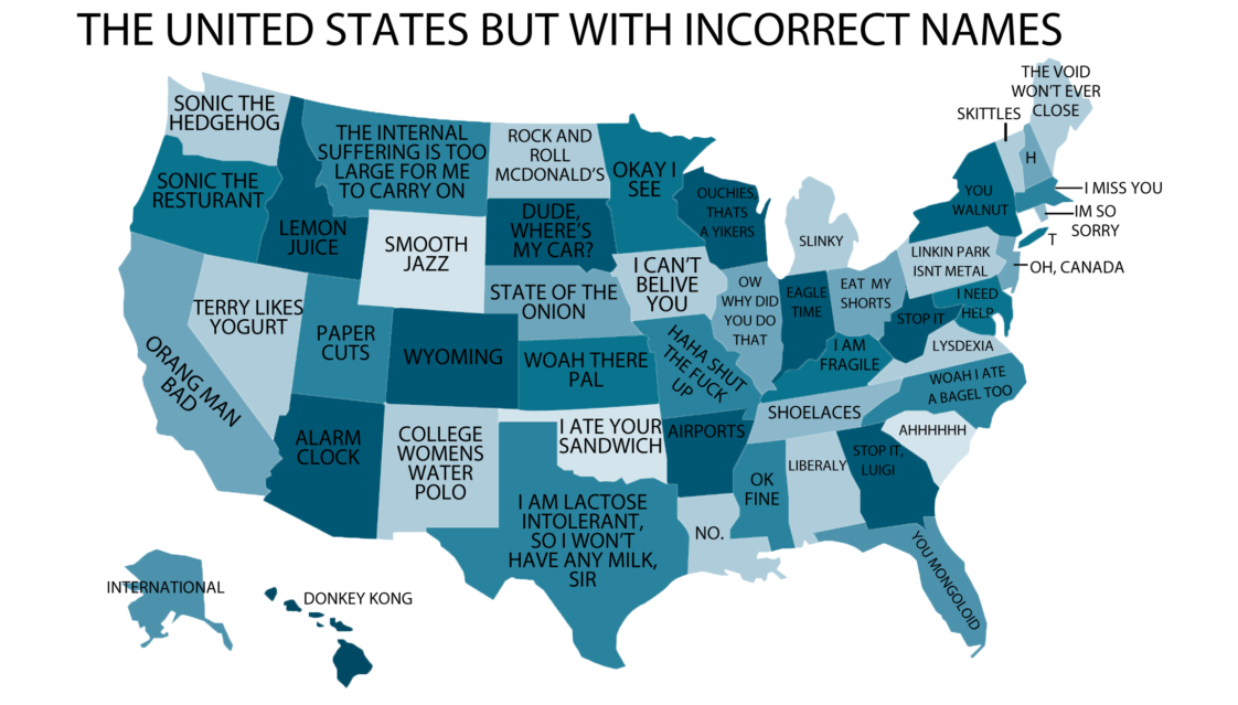 Map : The United States But With Incorrect Names – Infographic.tv ...