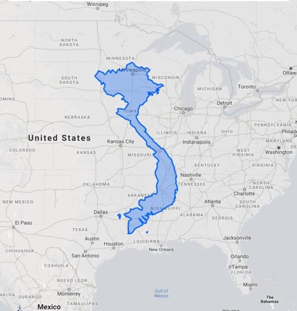 Map : Vietnam compared to United States – Infographic.tv – Number one ...