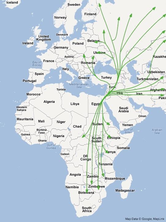 Map : the world’s most important bird migration corridors, The Great ...