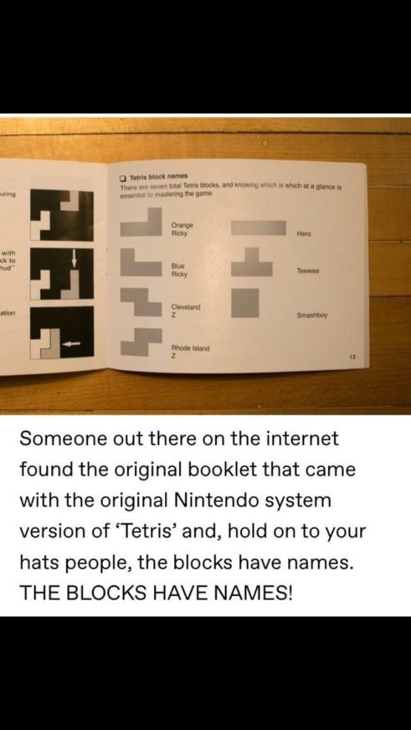 Visual : A guide for the original tetris the blocks’ names on it ...