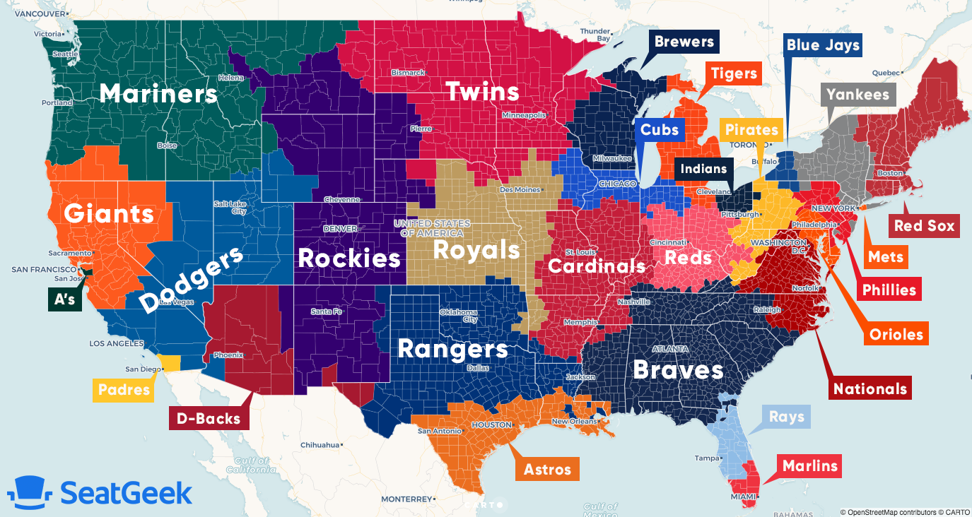 Visual : Map of MLB “fandom” across the US – Infographic.tv – Number ...