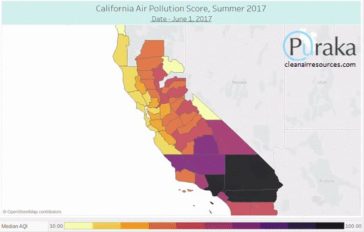 data visualization : [OC] California Air Quality, Summer 2017 ...