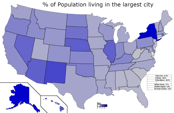 data visualization : Percentage of Each State’s Population Living in ...