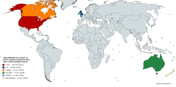 Map : Anglosphere: countries where majority of population speak English ...