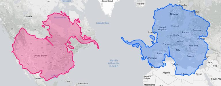 Map : Antarctica compared to Europe and the United States – Infographic ...